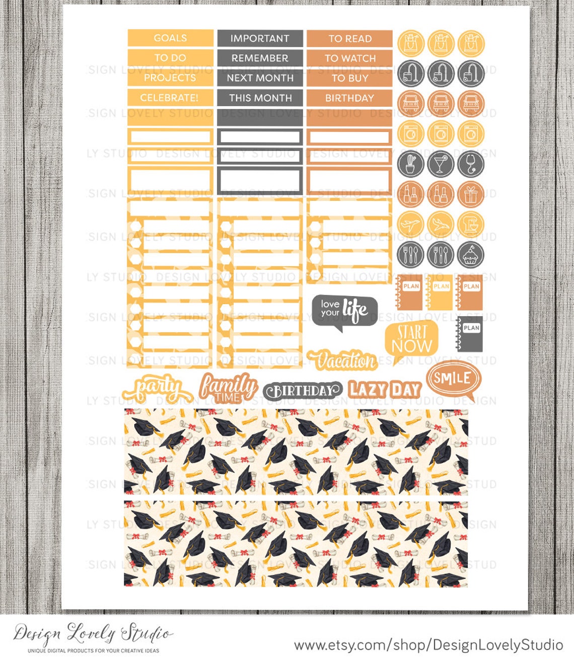 Graduation Planner Stickers Graduation Monthly Kit Printable - Etsy