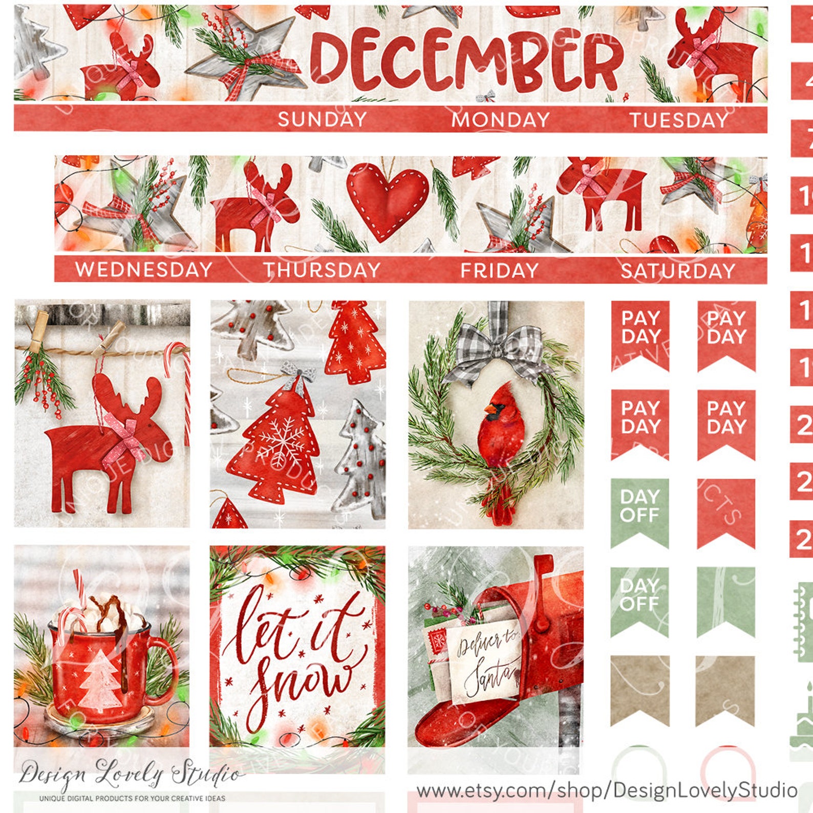 Printable DECEMBER Monthly Kit Mini Happy Planner December - Etsy