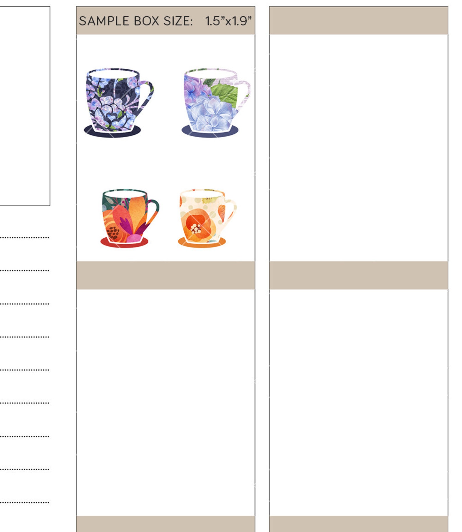 Printable Mug Planner Stickers, Coffee Cup Planner Stickers, Tea Cup ...