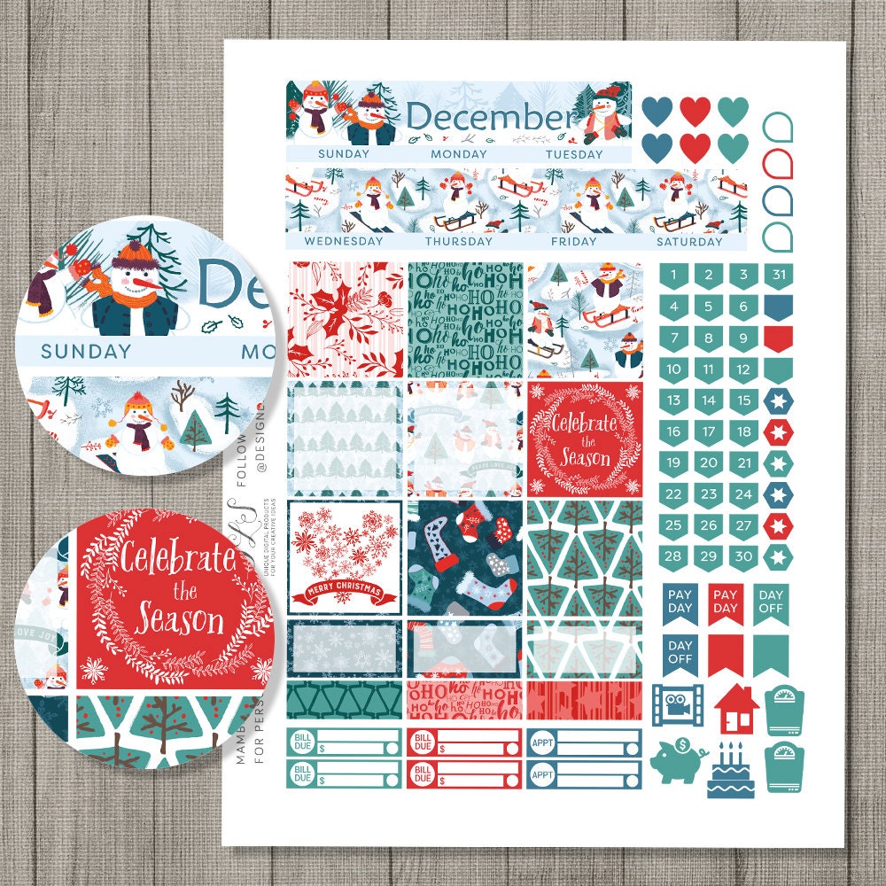 Happy Planner December Monthly Kit December Planner Stickers - Etsy