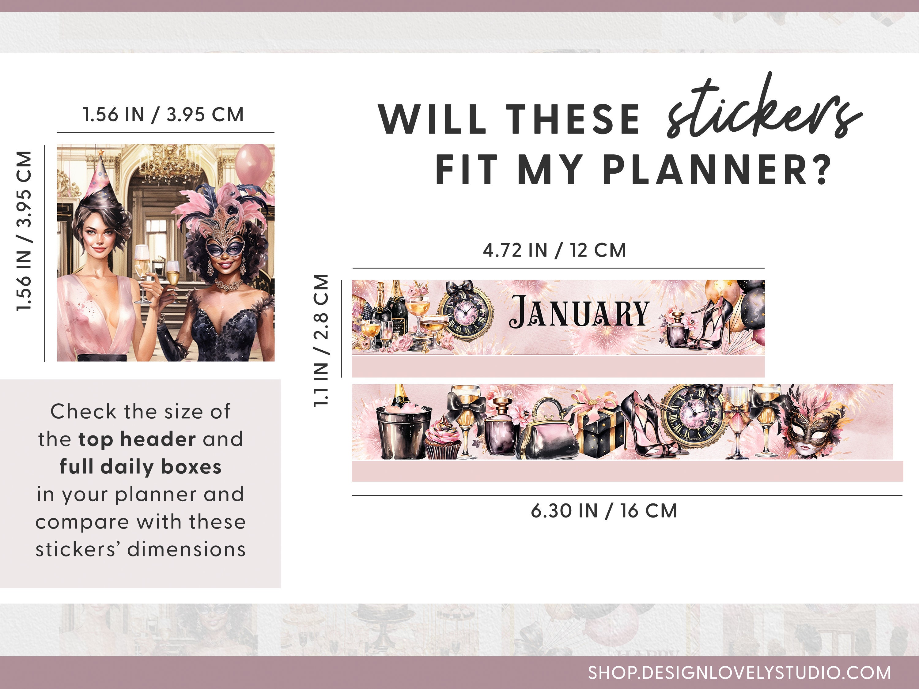 January Monthly Sticker Kit, January Planner Stickers, New Year ...