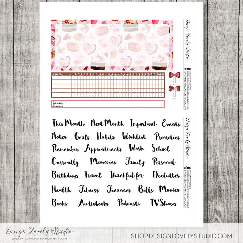 Printable FEBRUARY Notes Page Stickers, ECLP Notes Page Stickers, Erin ...