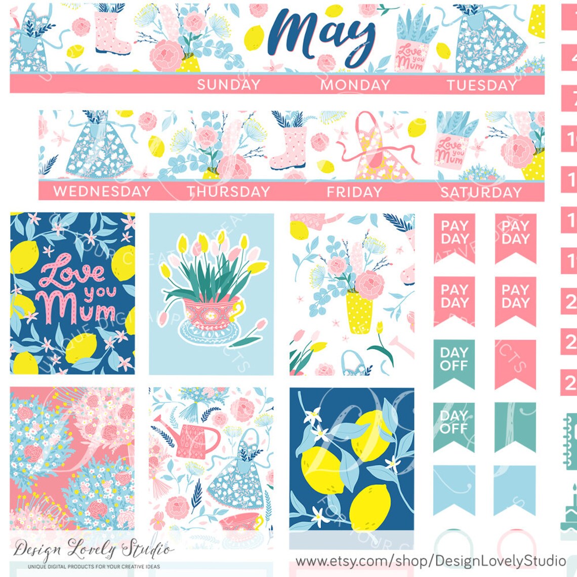 Printable May Monthly Kit Mini Happy Planner MAY Stickers | Etsy