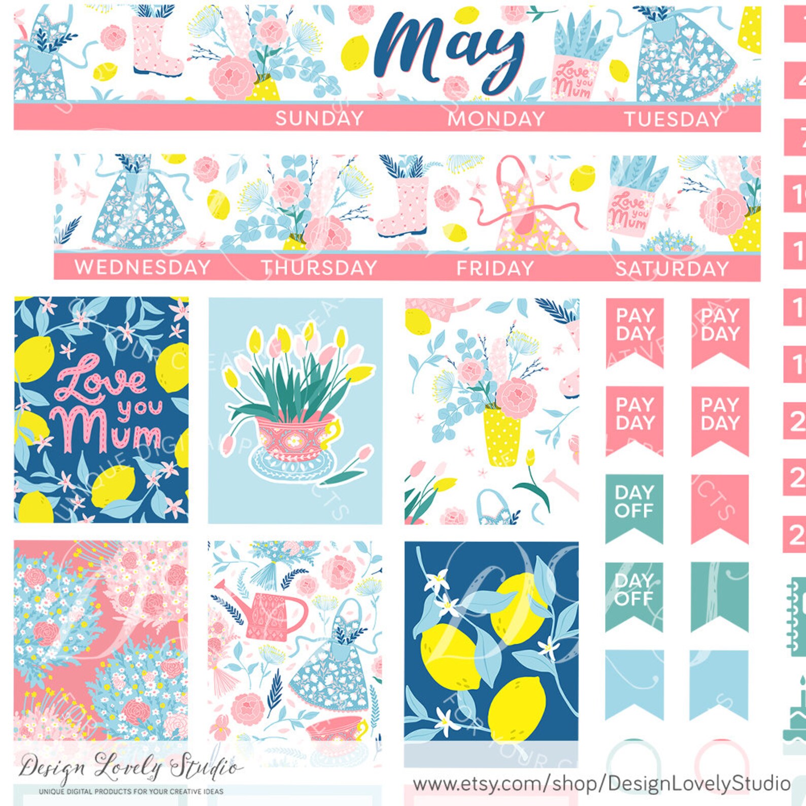 Printable May Monthly Kit Mini Happy Planner MAY Stickers | Etsy