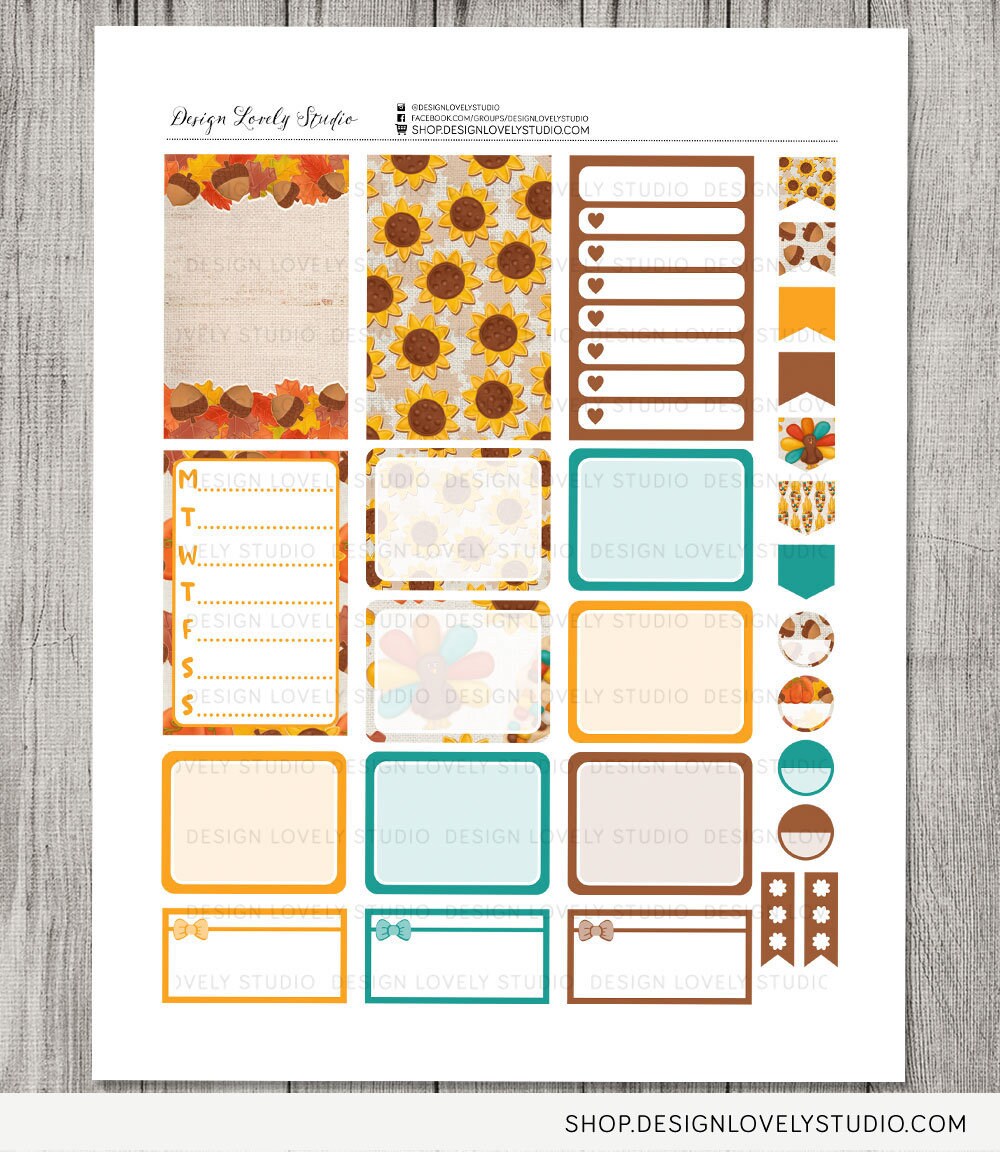 Printable Thanksgiving Planner Stickers, Big Happy Planner Stickers ...