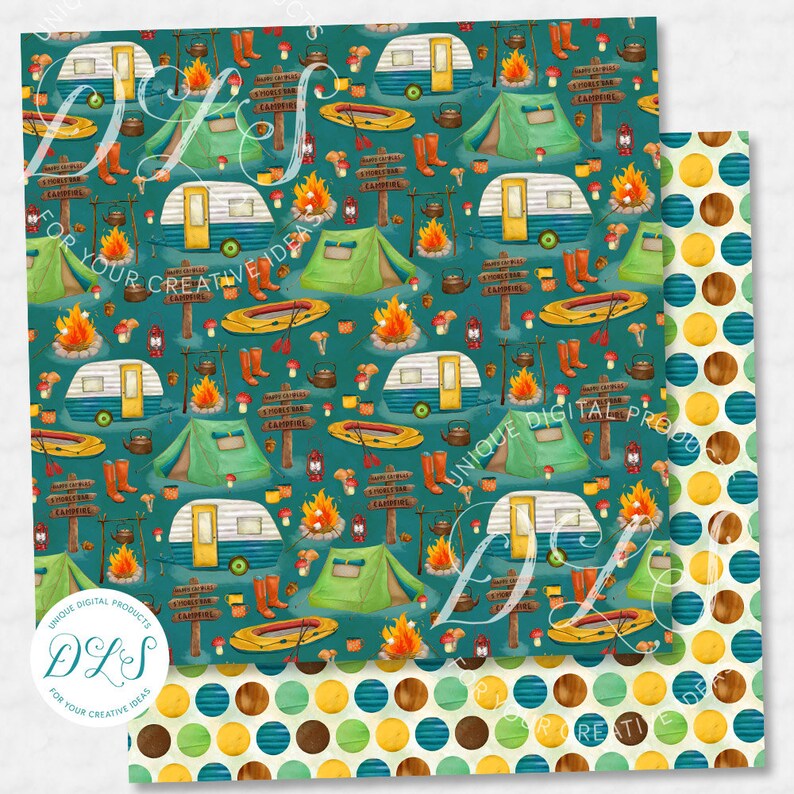 Camping Digital Paper Pack Camping Digital Background - Etsy Canada
