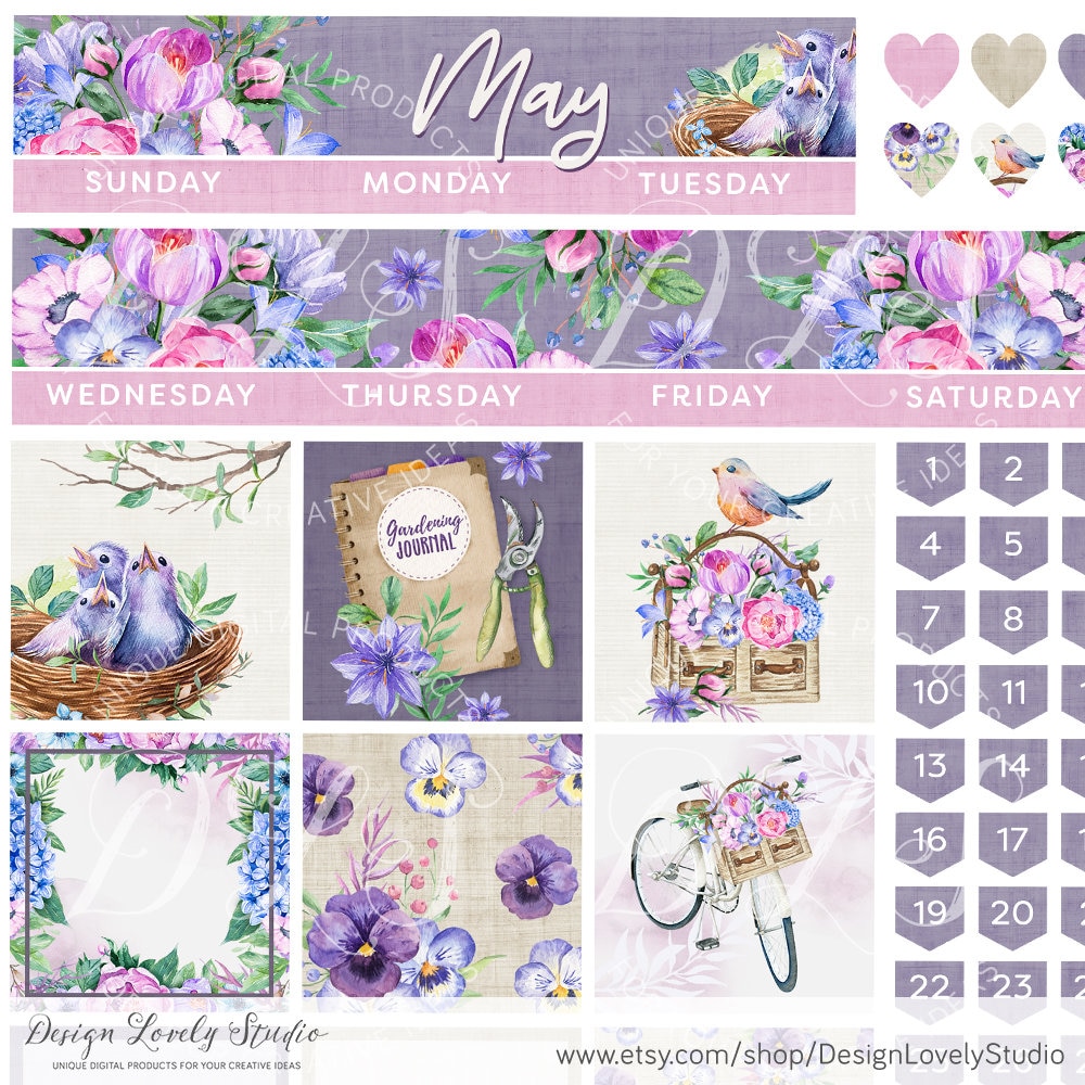 MAY Monthly Stickers Kit Big Happy Planner Printable | Etsy