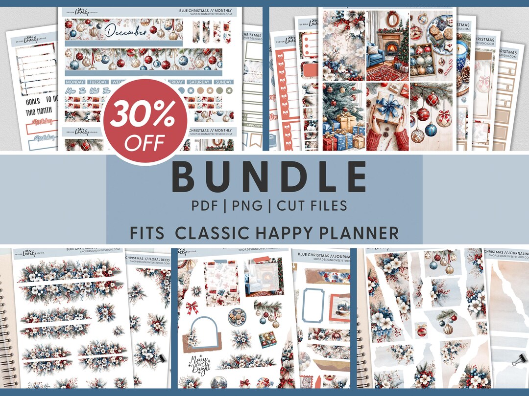 Printable Christmas Planner Stickers Bundle, December Stickers, Holiday ...