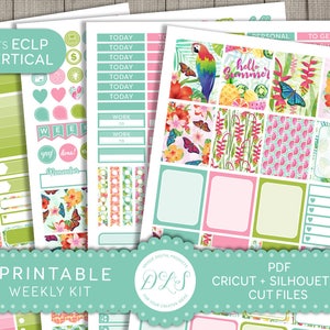 Printable Weekly Stickers Kit for Erin Condren, Tropical Planner Kit ...