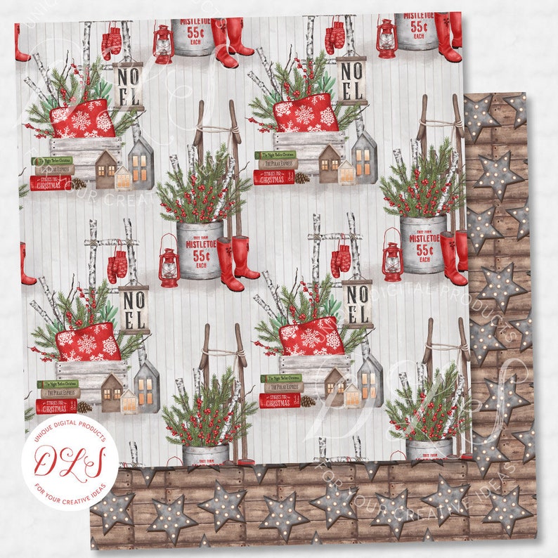 Christmas Digital Paper Christmas Digital Backdrop Rustic | Etsy