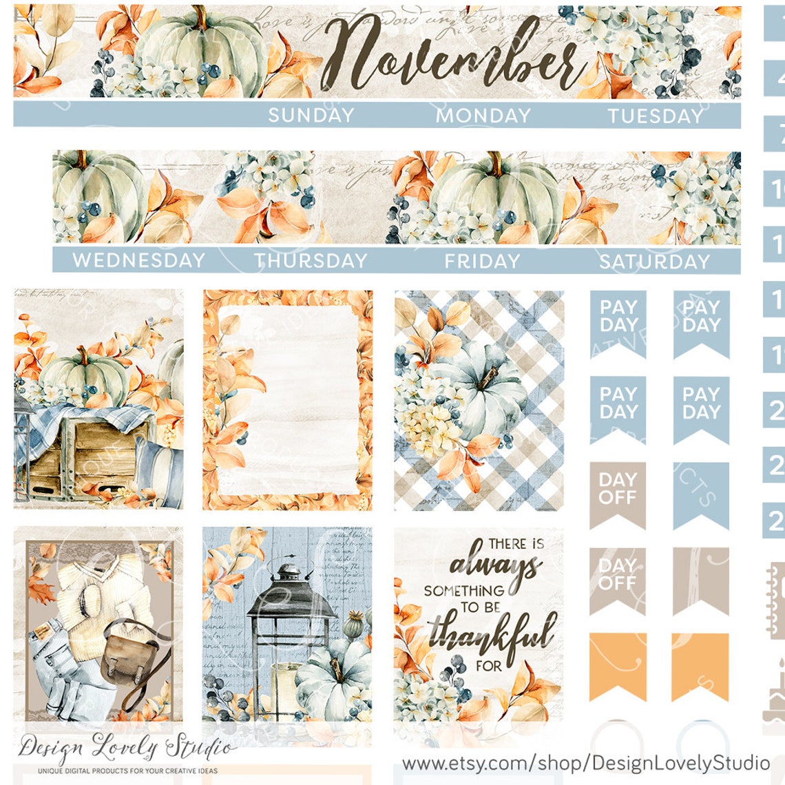 NOVEMBER Monthly Stickers Kit Printable Mini Happy Planner - Etsy