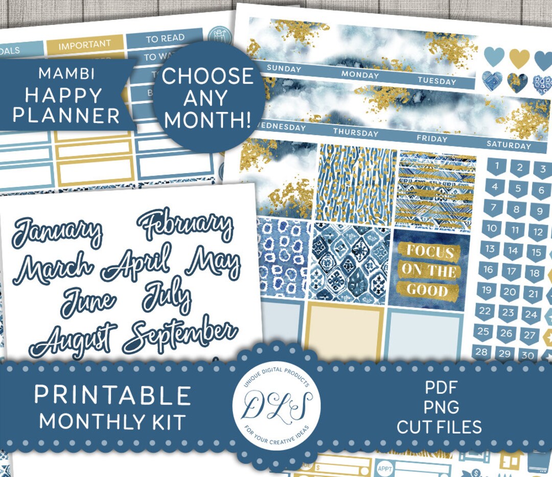 Happy Planner Printable Sticker Kit, Printable Monthly Planner Stickers ...