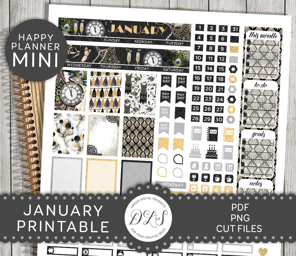 Mini Happy Planner January Planner Stickers Printable January - Etsy