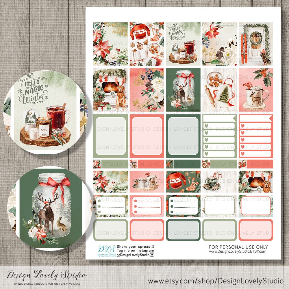 Printable CHRISTMAS Planner Stickers Vertical Stickers - Etsy