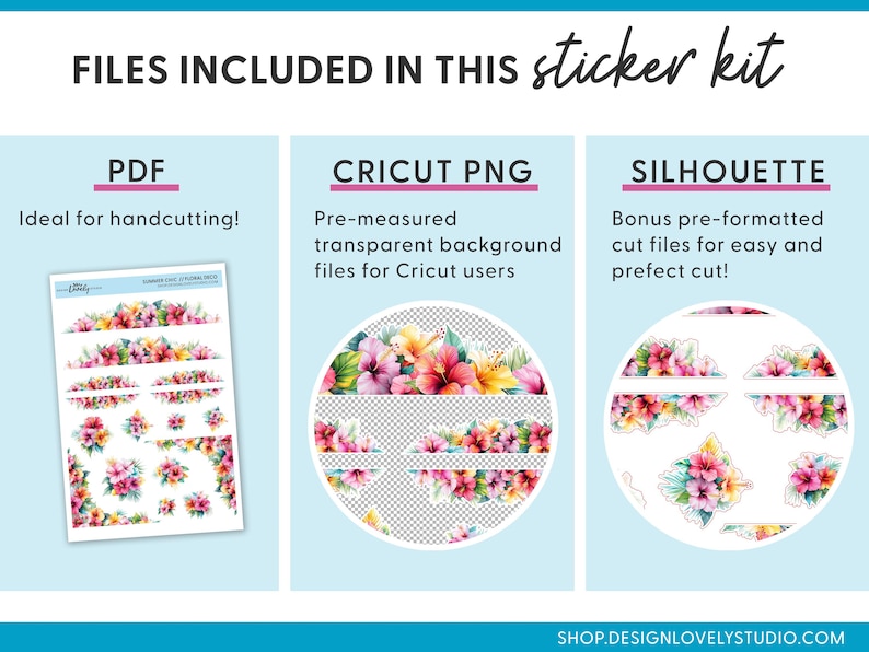 Hibiscus Floral Sticker Kit – Printable Tropical Flower Stickers for ...