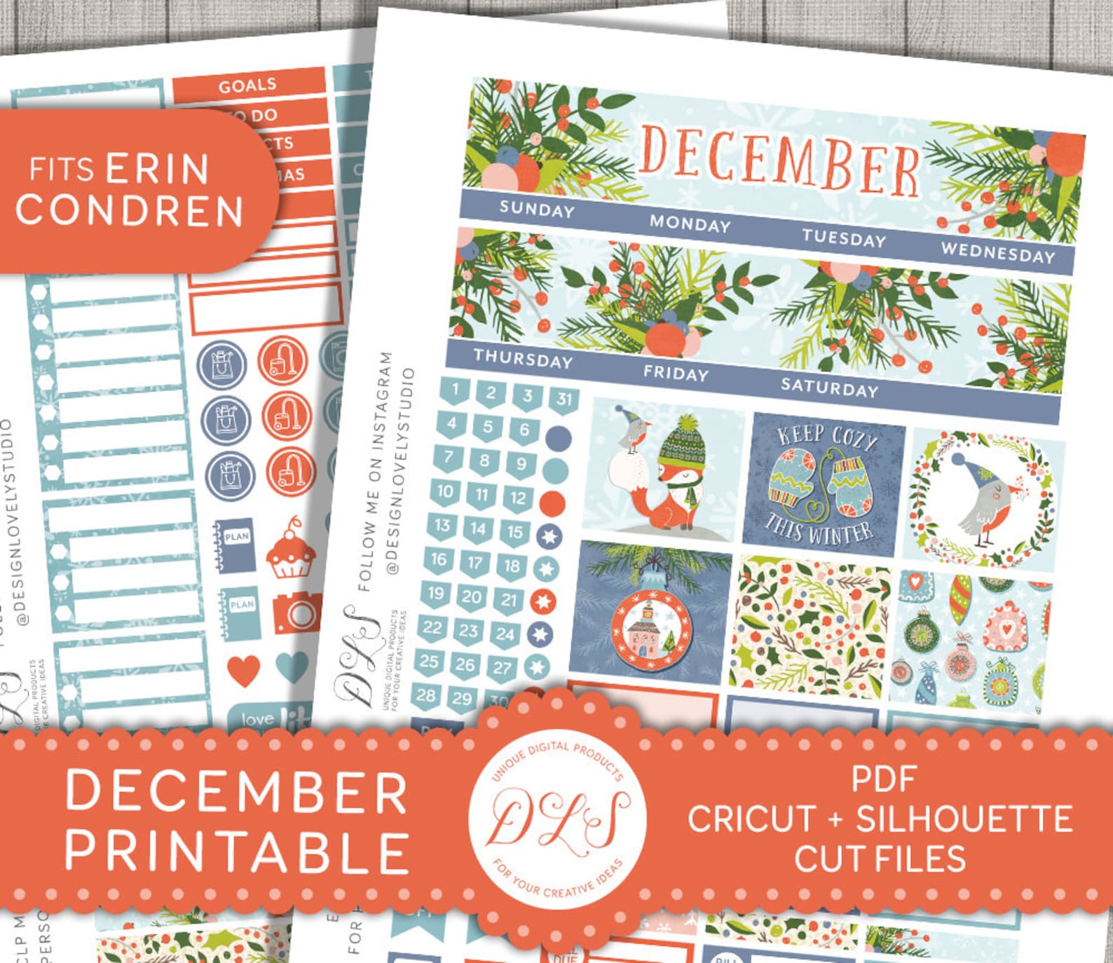 Printable December Planner Stickers December Monthly Kit for - Etsy