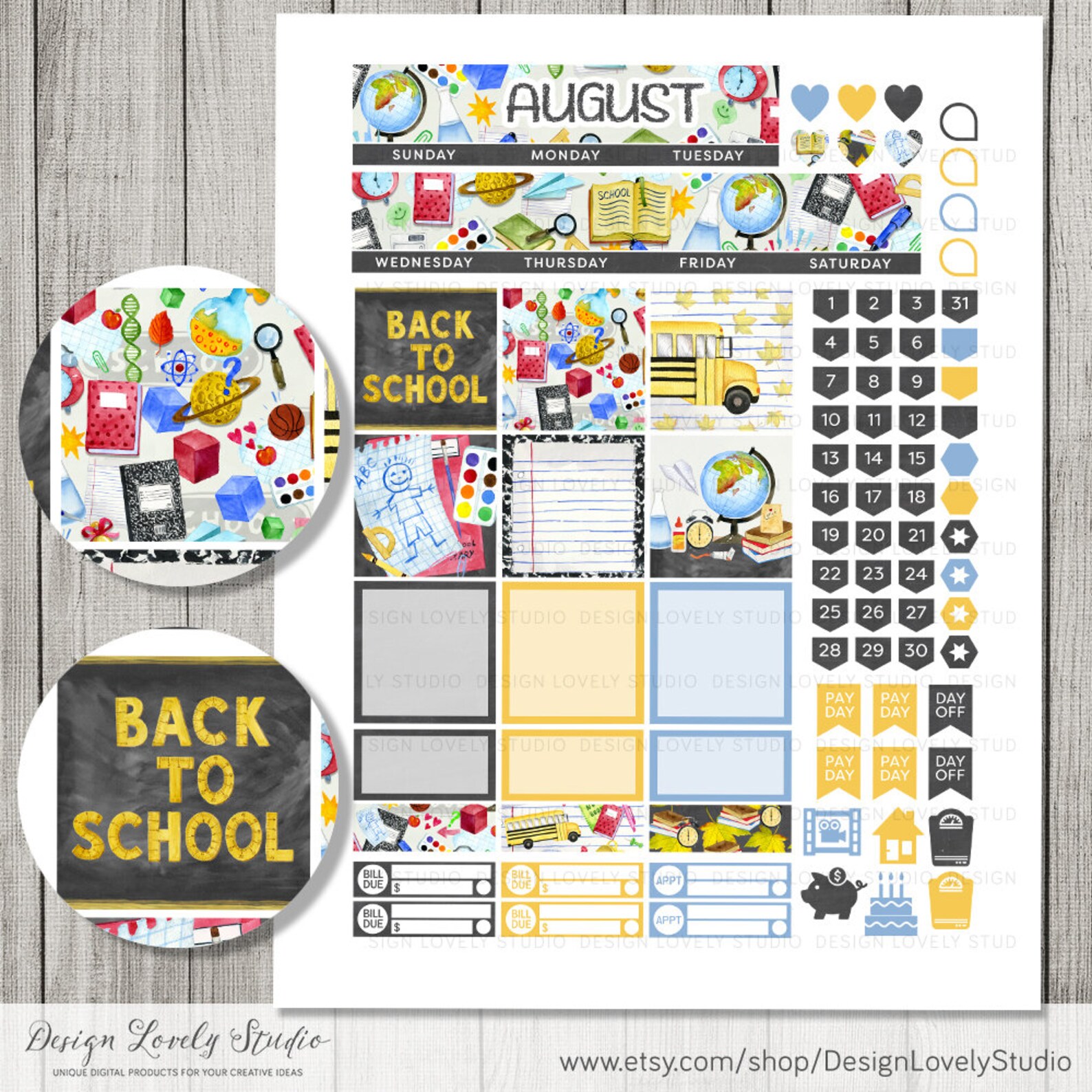 PRINTABLE Back to School Planner Stickers Happy Planner | Etsy
