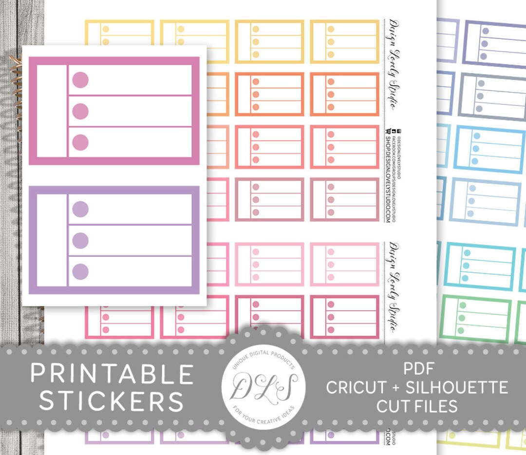 Printable Half Box Stickers, Printable Checklist Stickers, Half Box ...