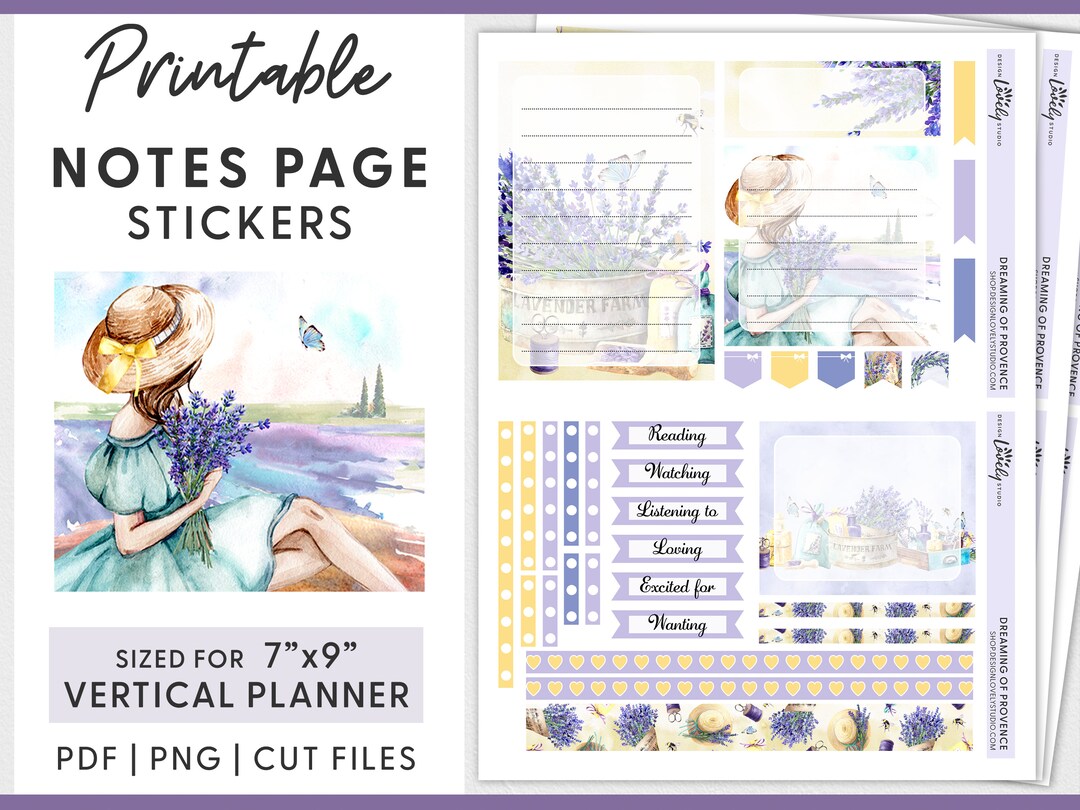 Notes Page Sticker Kit, Printable Planner Stickers, Monthly Sticker Kit ...