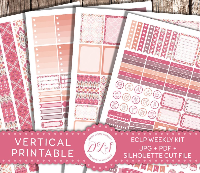 VERTICAL Planner Sticker Kit fits Erin Condren Planner Weekly | Etsy