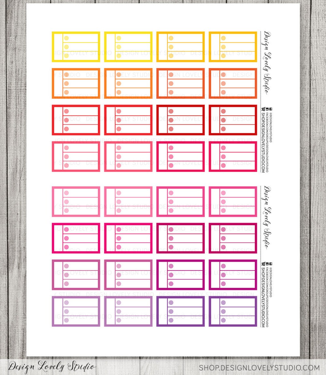Printable Checklist Stickers Half Box Checklist Planner | Etsy