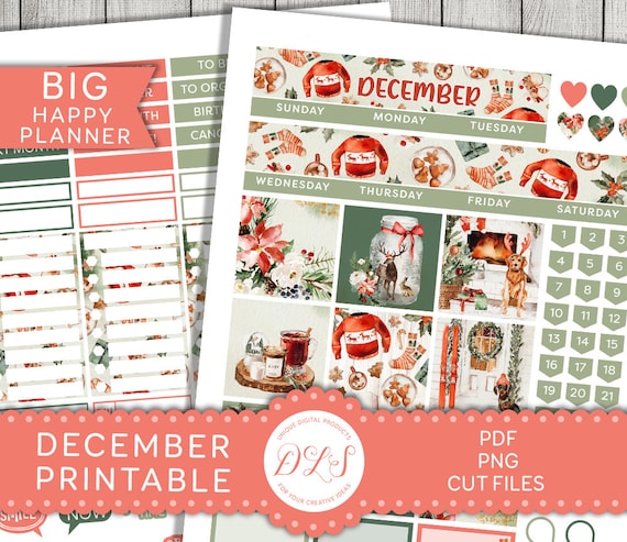 DECEMBER Monthly Planner Kit Big Happy Planner Printable | Etsy