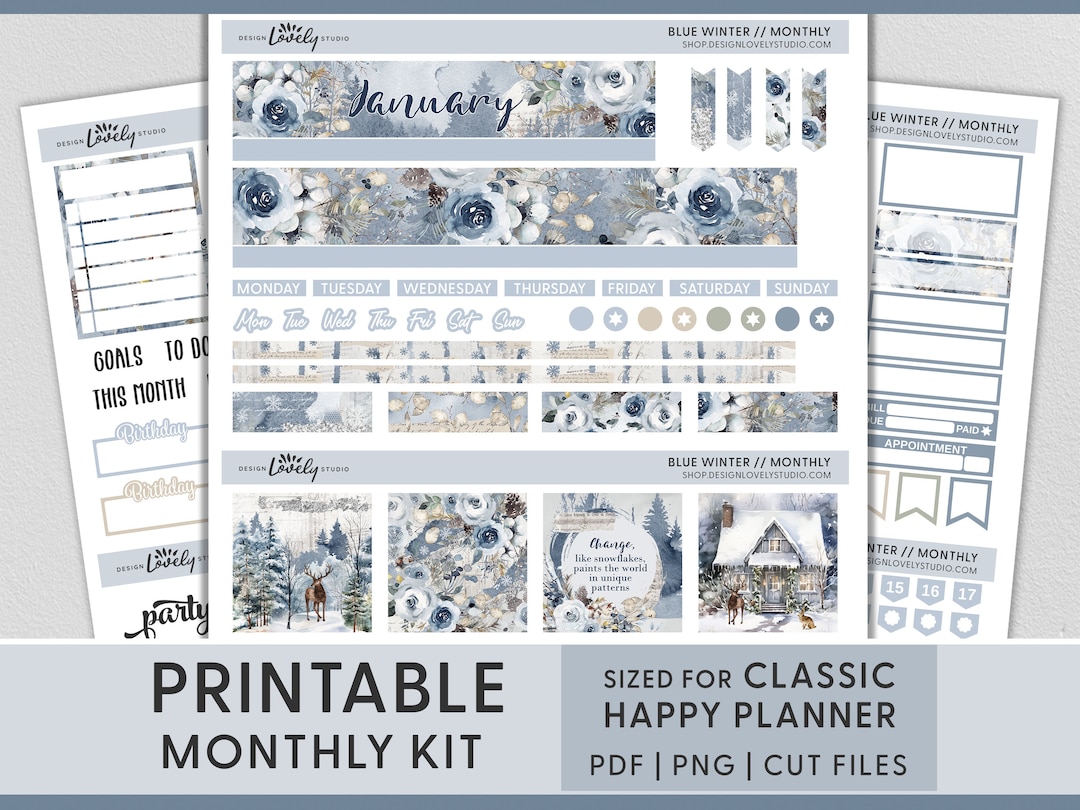 Printable January Monthly Sticker Kit, New Year Planner Stickers ...