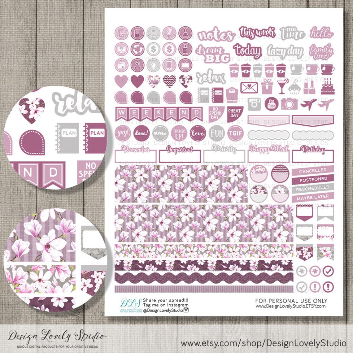 Printable Weekly Stickers Kit Fits Erin Condren Life Planner | Etsy