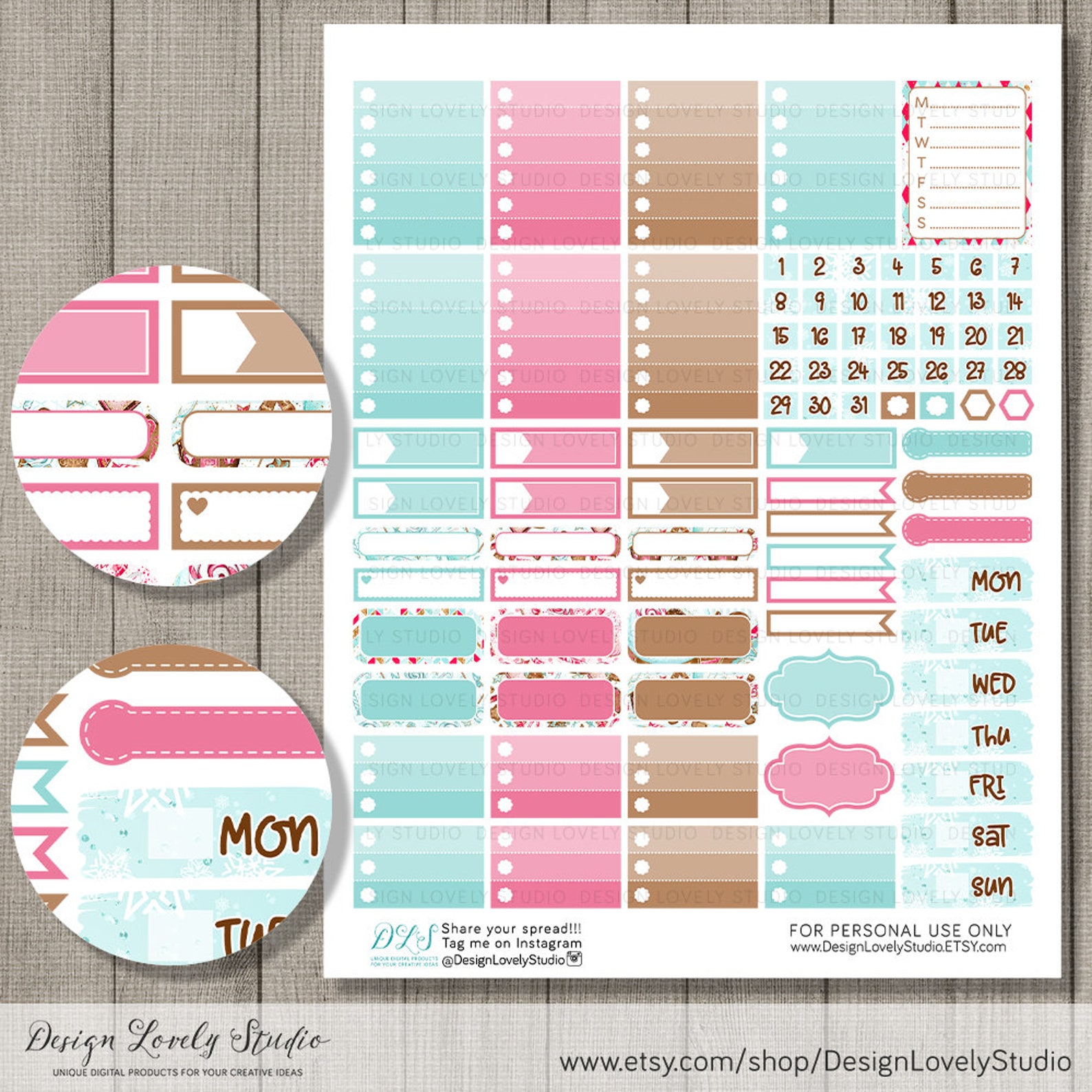 Printable CHRISTMAS Planner Stickers Kit, for Erin Condren Vertical ...