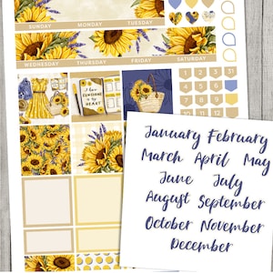 PRINTABLE Happy Planner Monthly Kit, Sunflowers Planner Stickers ...