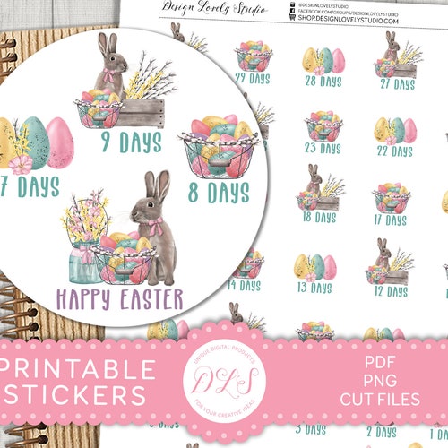 Printable EASTER Countdown Stickers Easter Planner Countdown - Etsy