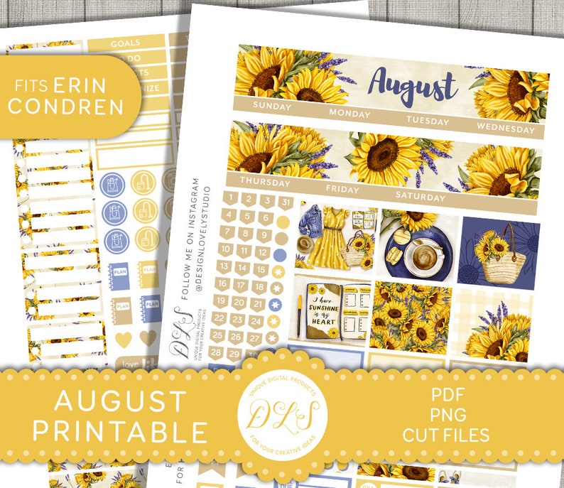 AUGUST Planner Stickers August Monthly Planner Stickers Erin - Etsy