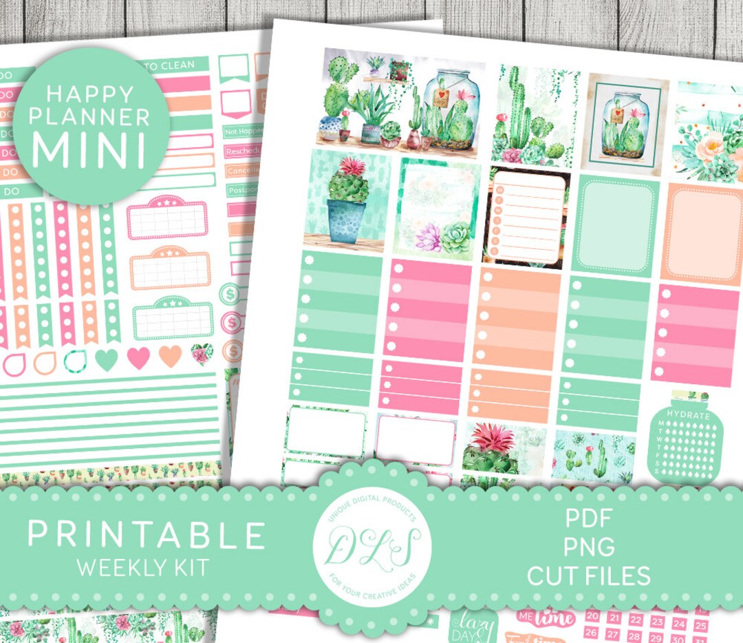 PRINTABLE SUCCULENTS Planner Stickers, Cacti Planner Stickers, Mini ...
