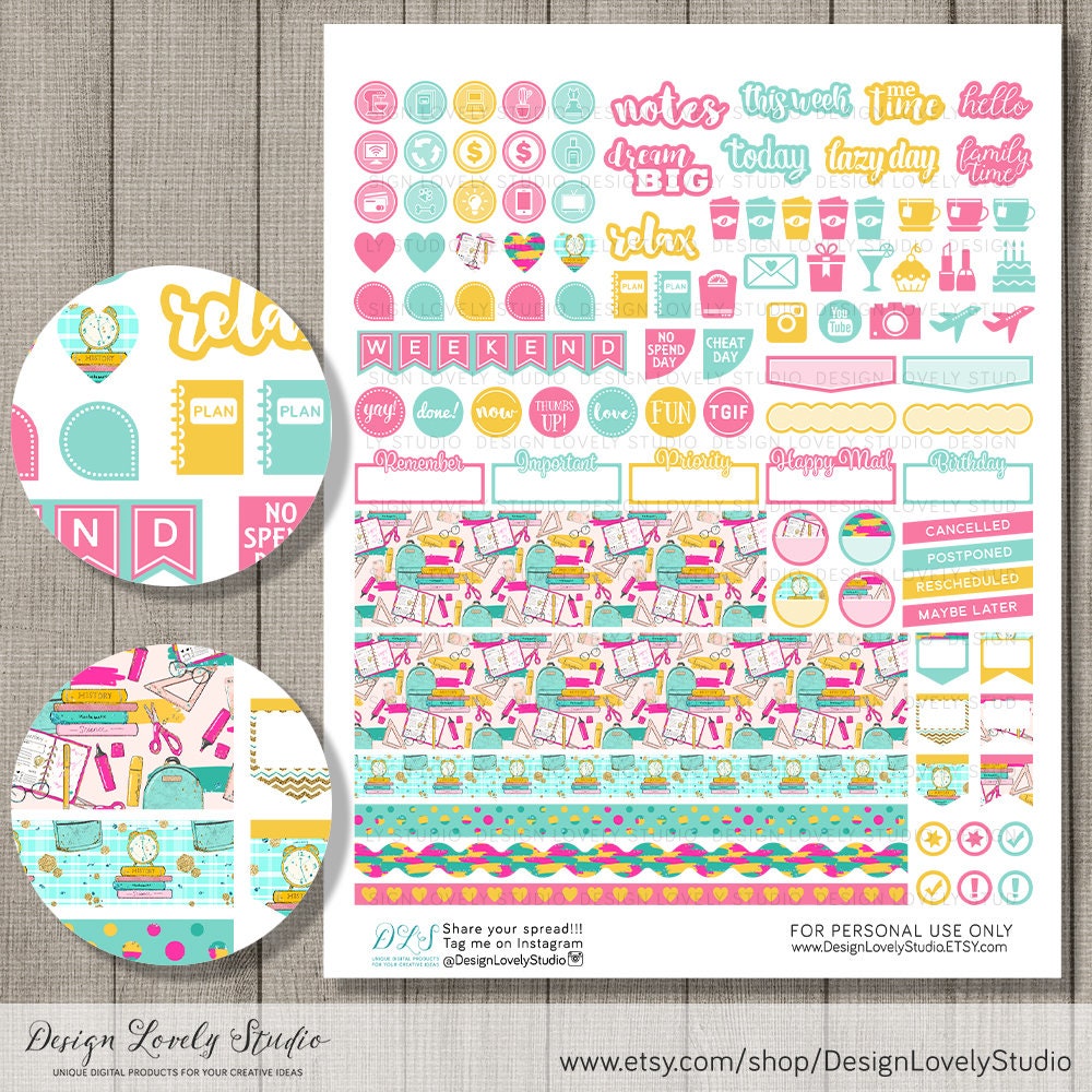 BACK TO SCHOOL Planner Stickers Printable Back to School | Etsy