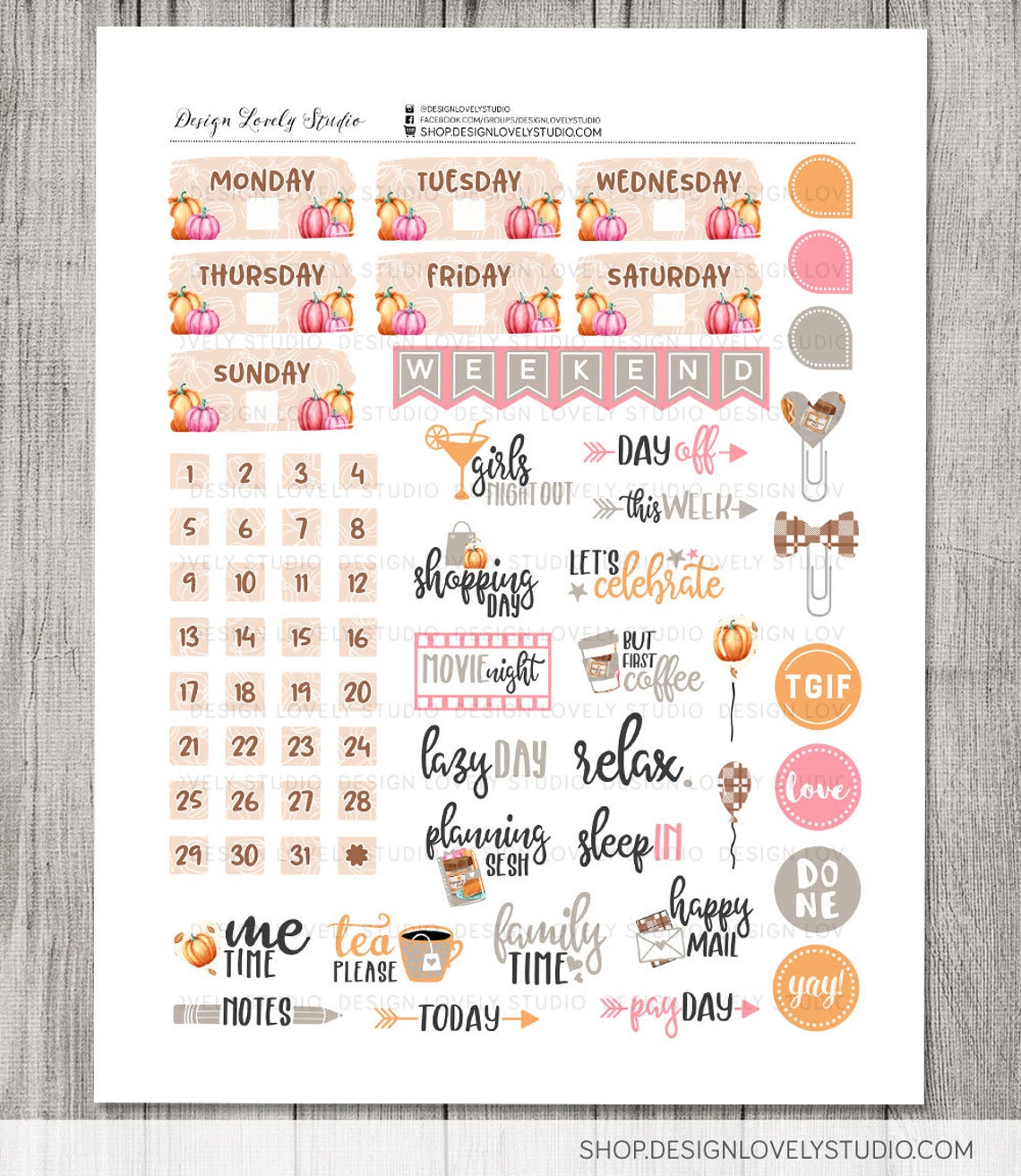 Printable THANKSGIVING Stickers Kit, Big Happy Planner Weekly Kit, Fall ...