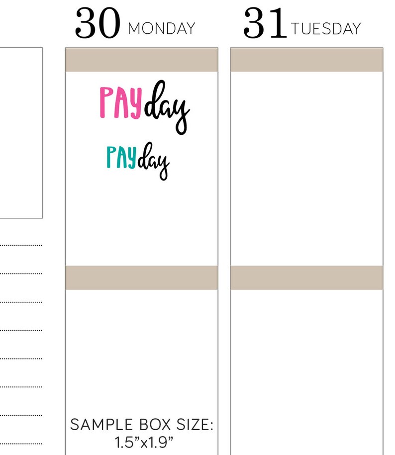 PAY DAY Typography Planner Stickers, Printable Script Planner Stickers ...