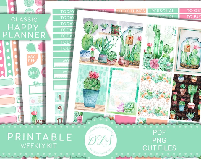PRINTABLE CACTUS Planner Stickers Houseplants Planner - Etsy