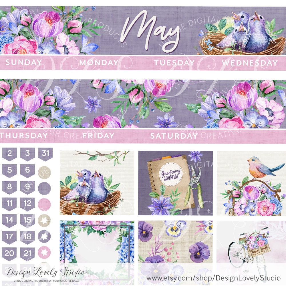 May Planner Stickers May Monthly Printable Stickers Erin | Etsy
