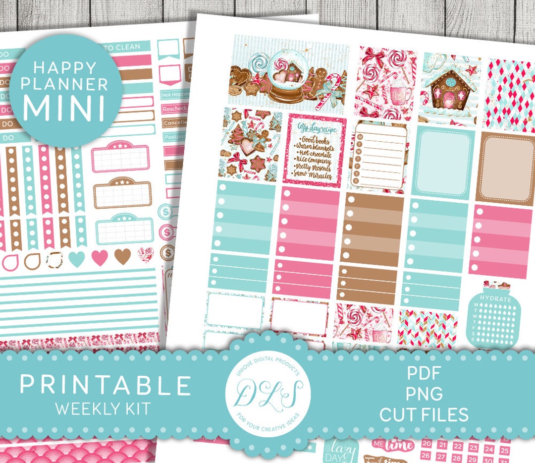Printable CHRISTMAS Planner Stickers Kit, Mini Happy Planner Christmas ...