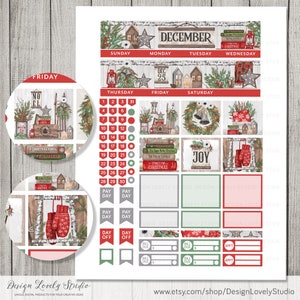 December Monthly Kit, Printable December Monthly Stickers, Christmas ...
