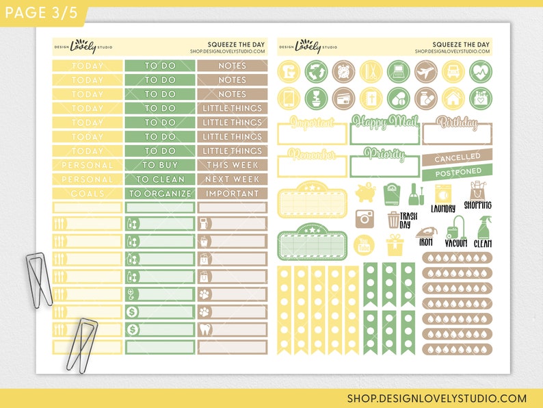 Weekly Planner Sticker Kit Lemon Stickers Summer Stickers - Etsy