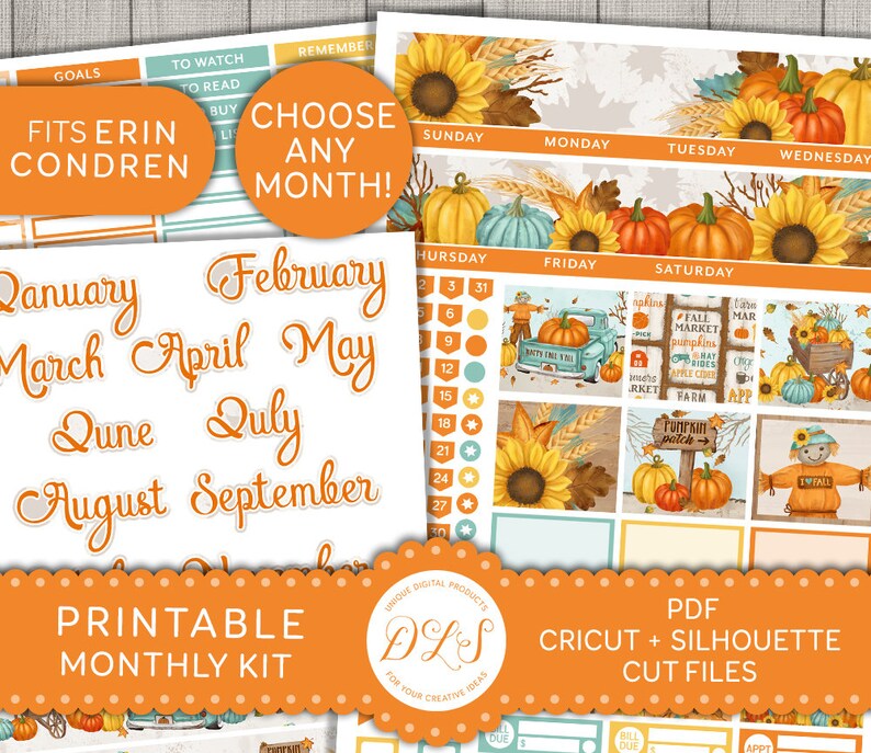 Fall Monthly Kit Printable, September Monthly Printable Kit, November ...
