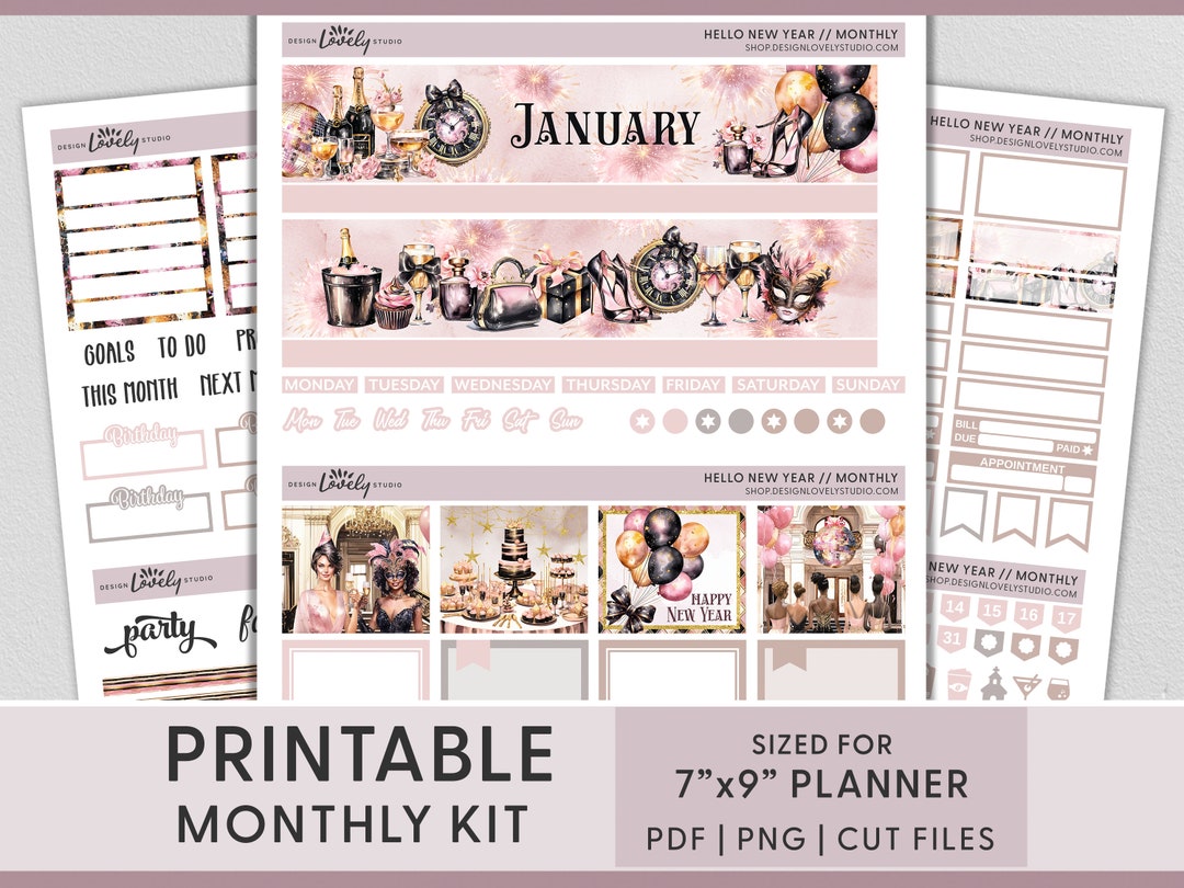 January Monthly Kit, January Planner Stickers, January Monthly Sticker ...