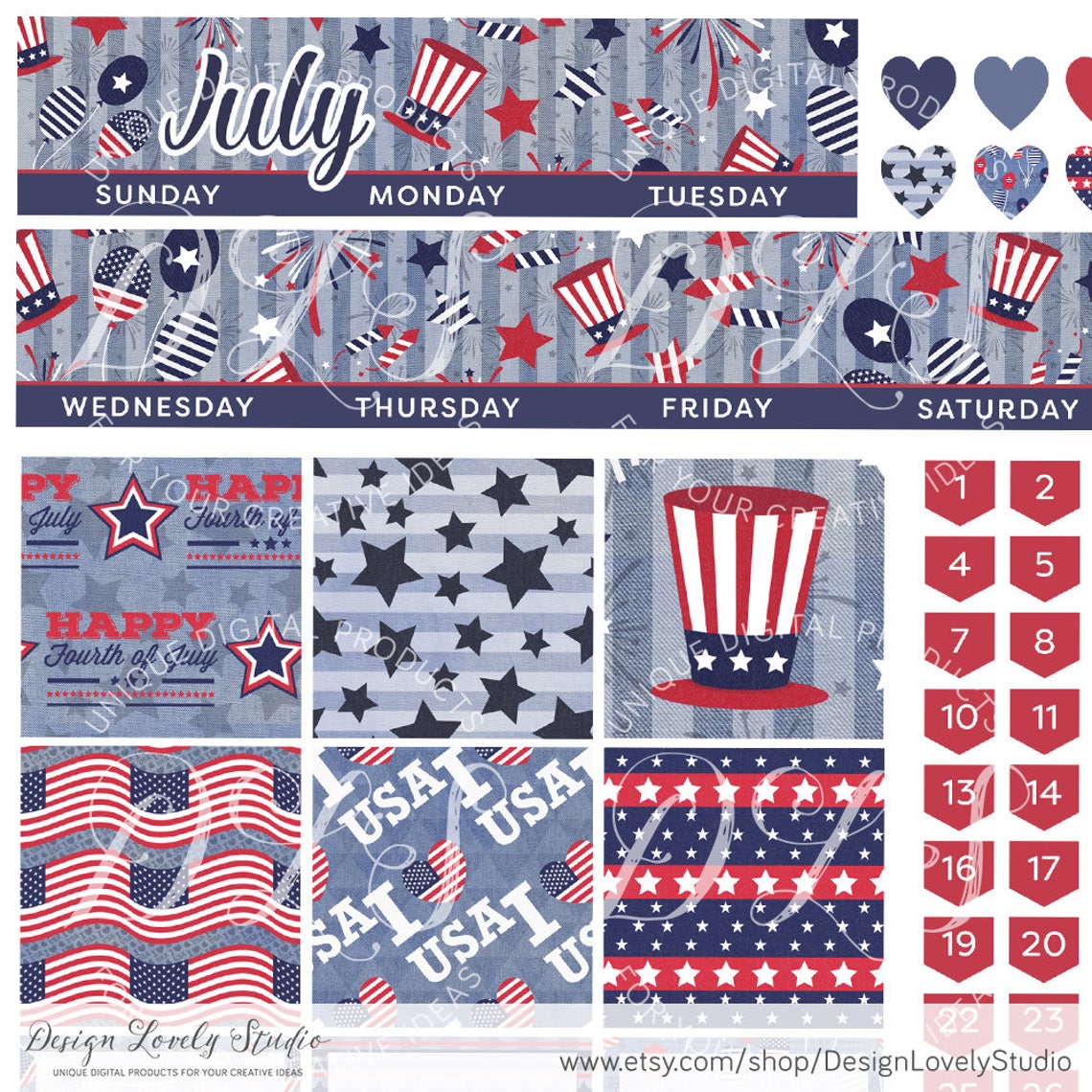 July Monthly Planner Kit July Happy Planner Stickers July - Etsy