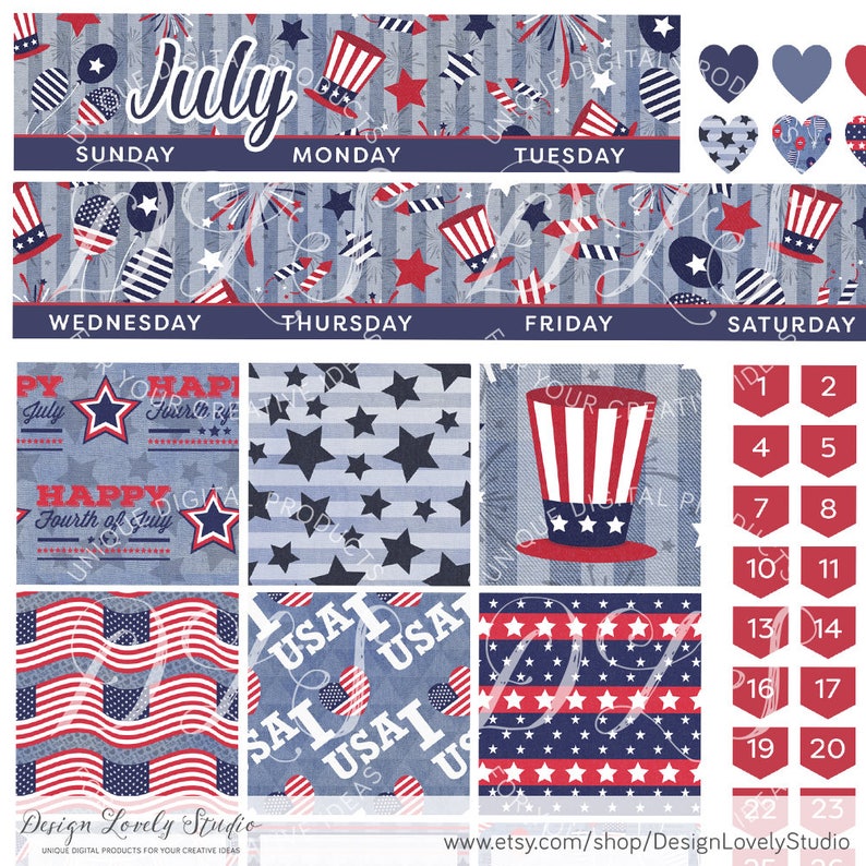 July Monthly Planner Kit July Happy Planner Stickers July - Etsy