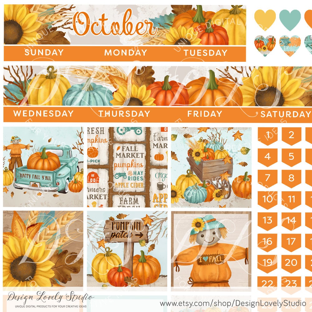 Printable October Monthly Kit Big Happy Planner October | Etsy