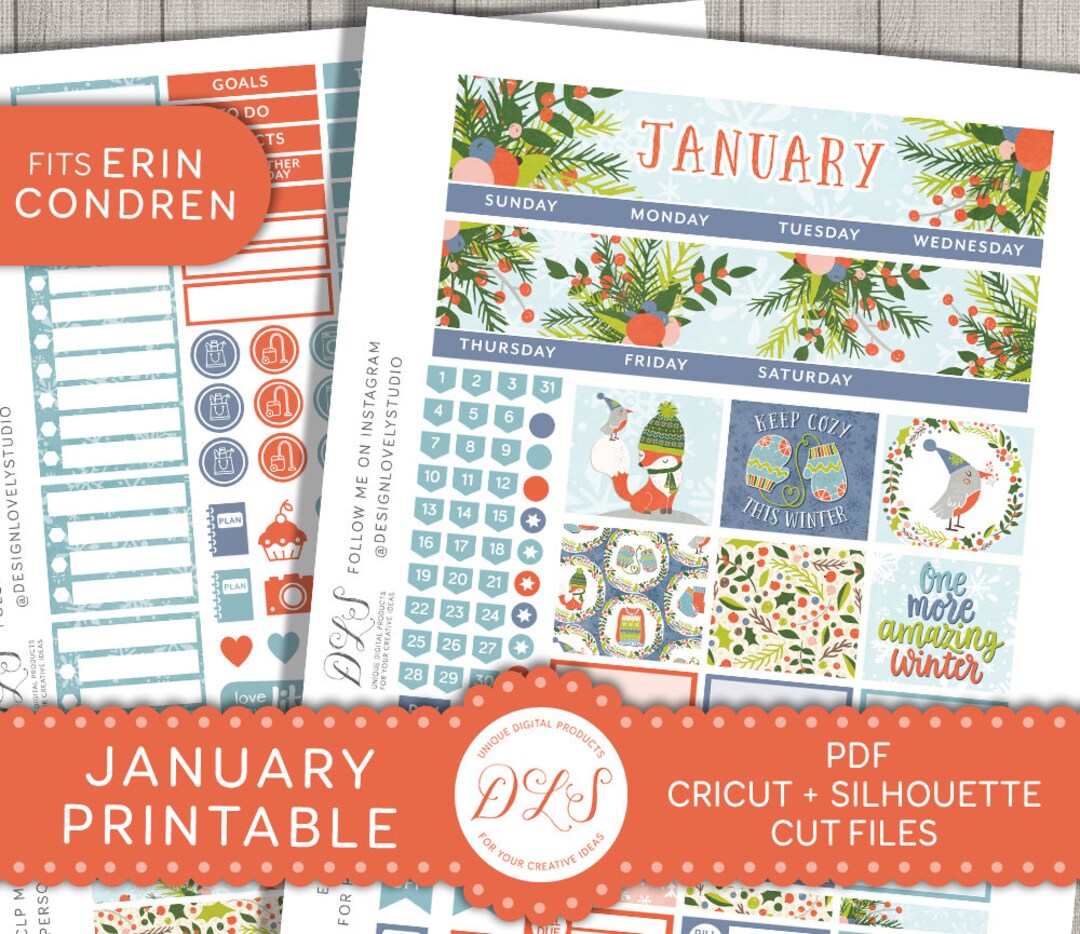 January Monthly Kit, January Planner Stickers, January Monthly Planner ...