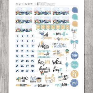Beach Day Planner Stickers, Big Happy Planner Printable Stickers Kit ...