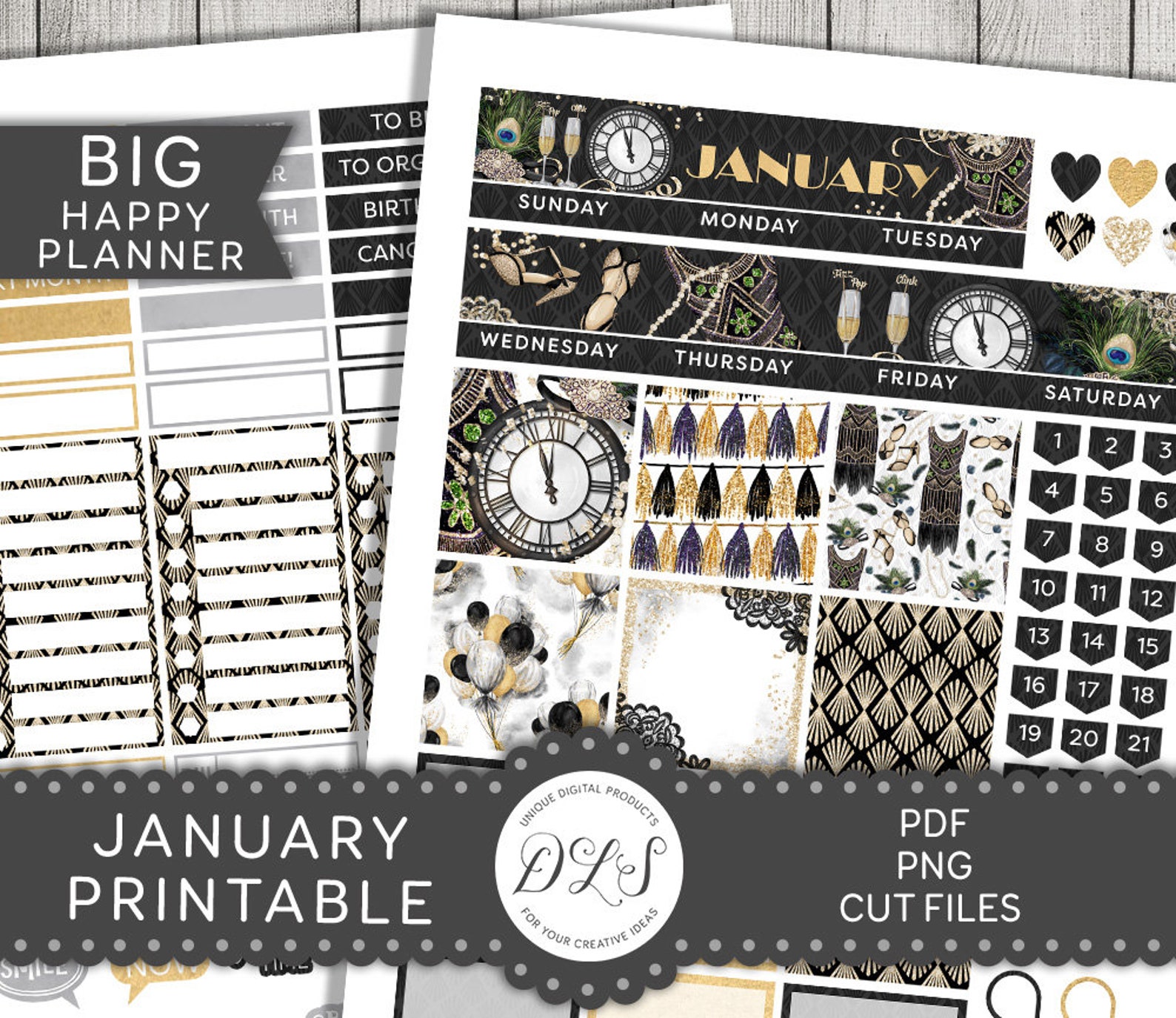Printable January Monthly Kit, Big Happy Planner January Stickers Kit ...