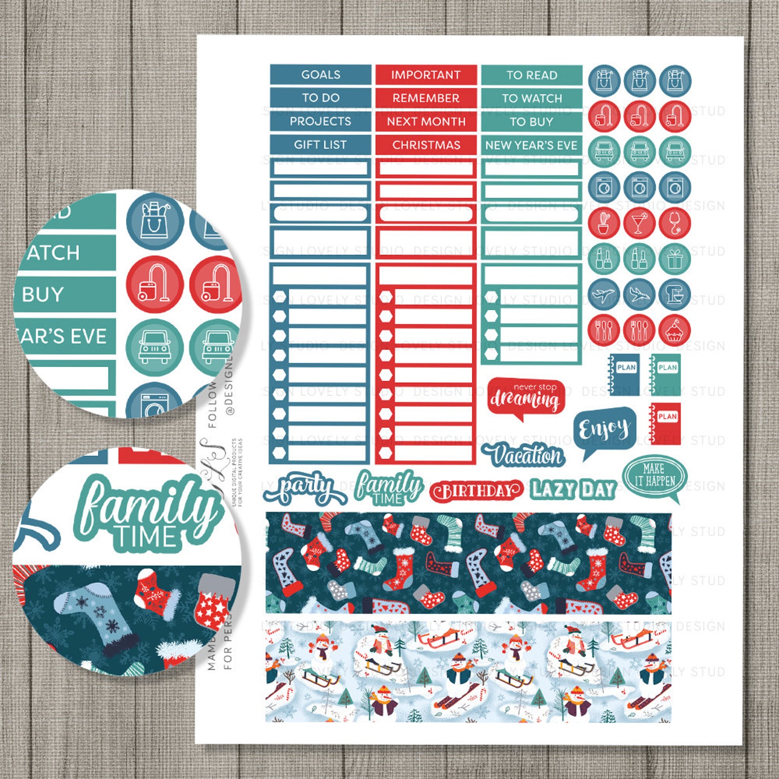 Happy Planner December Monthly Kit, December Planner Stickers ...